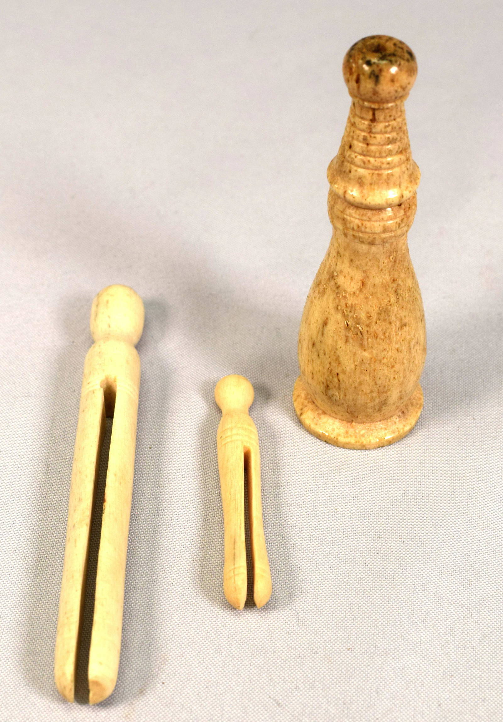 (on-3) Whalebone Clothes Pins And Bottle Auction