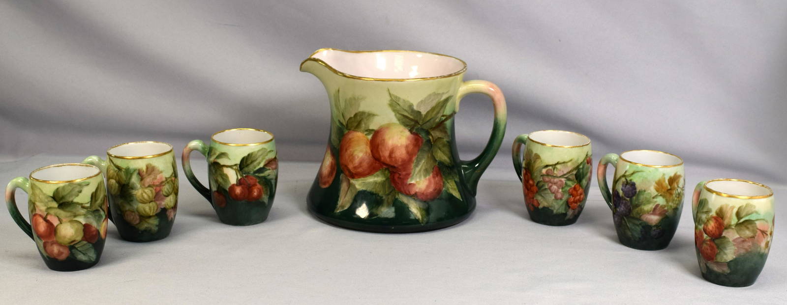 Limoges Porcelian Juice Pitcher With Cups Auction