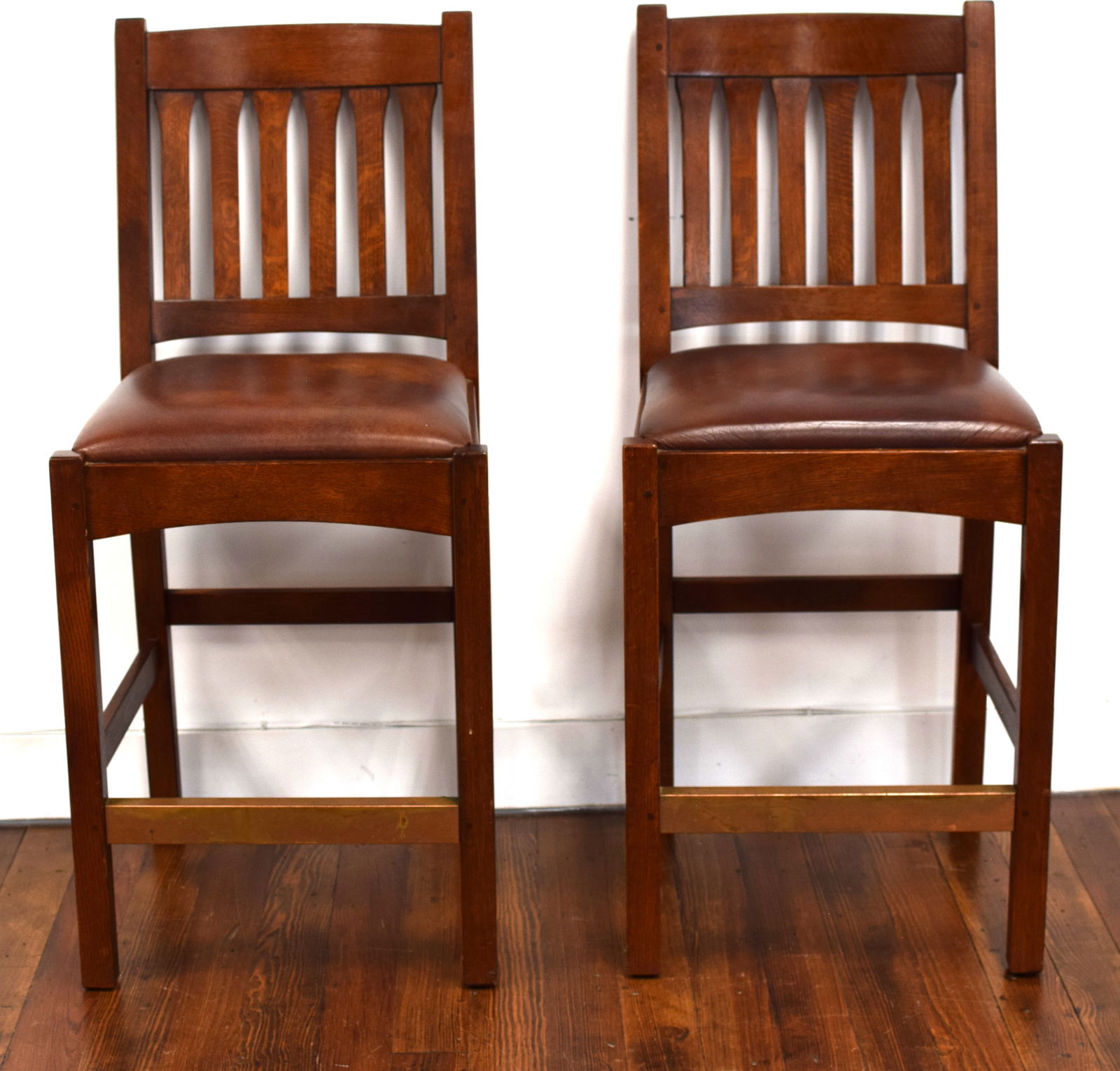 21st Stickley Oak Bar Stools Or Chairs Auction