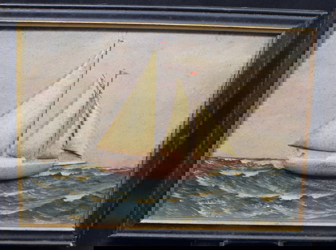 Captain James Keating Sailboat Relief Painting