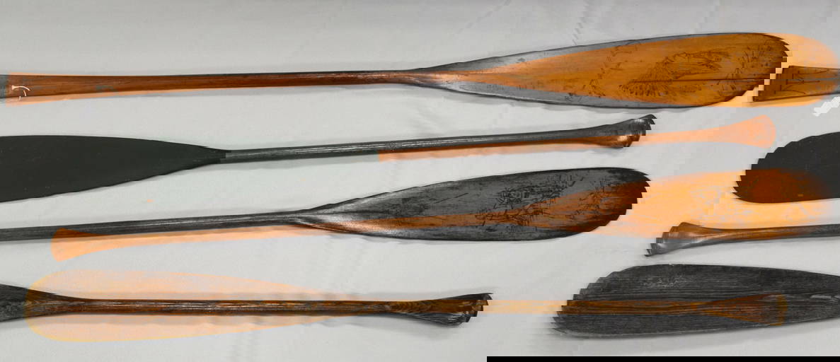 (on 4) Antique Wooden Canoe Paddles Or Oars,