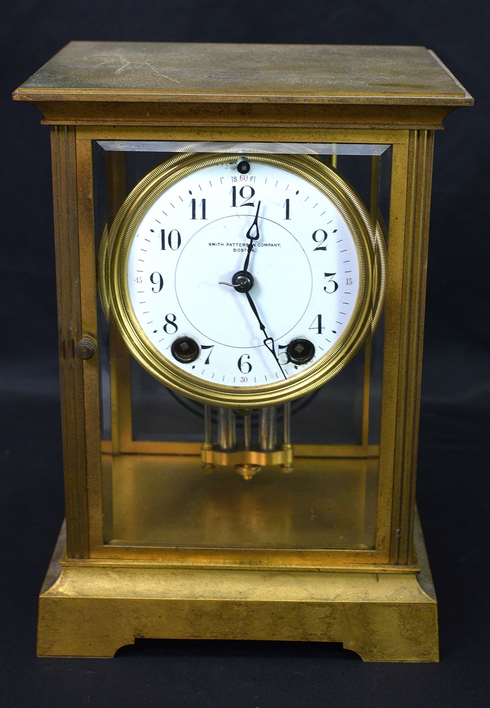Brass & Glass Crystal Regulator Clock Auction