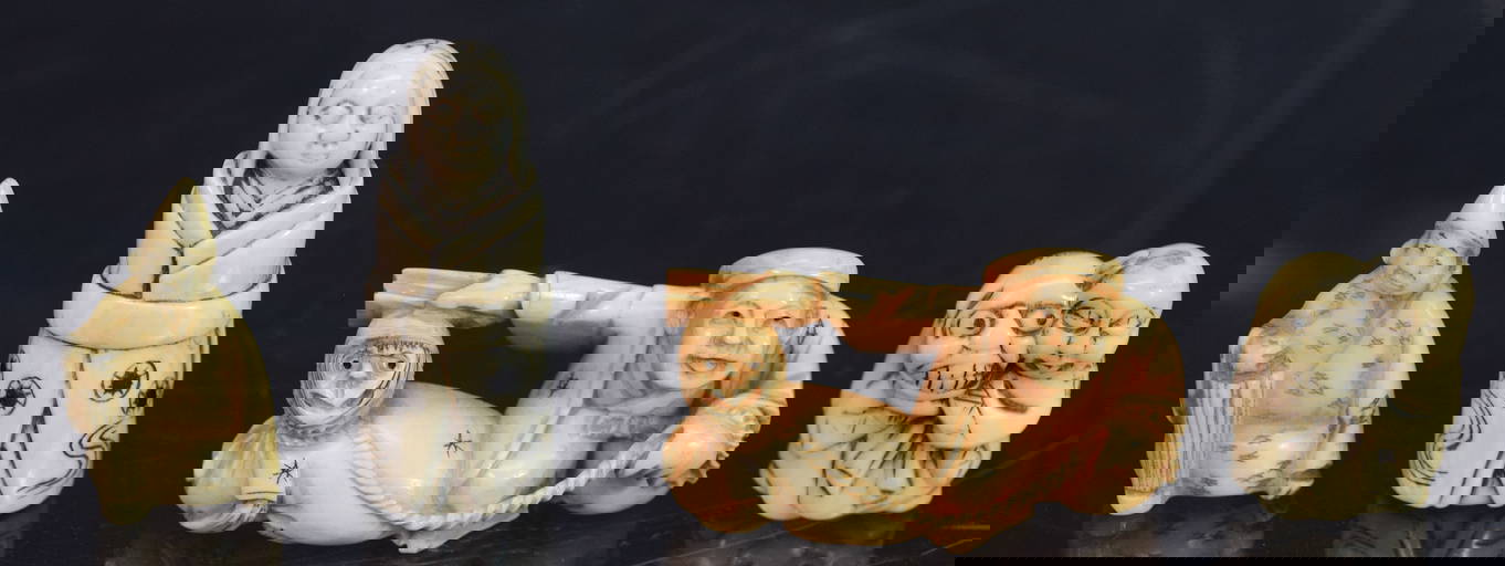 Grouping Of 4 Netsuke People Carvings