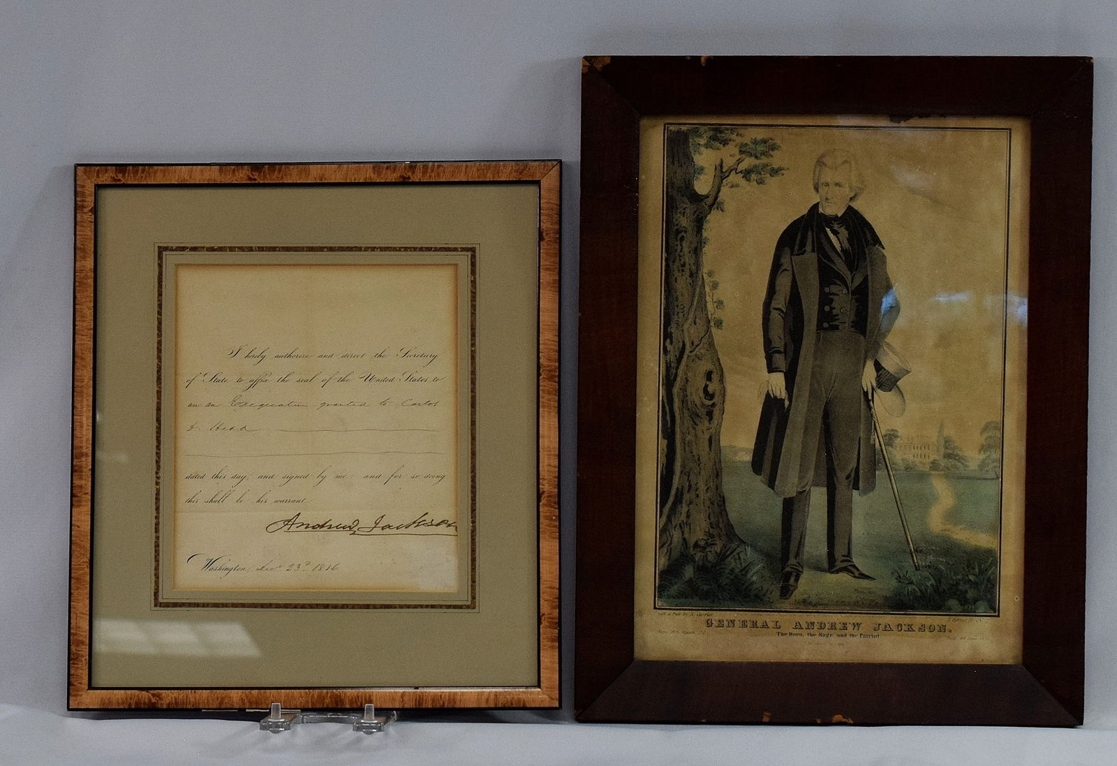 Andrew Jackson Signed 1836 Document & Currier Auction