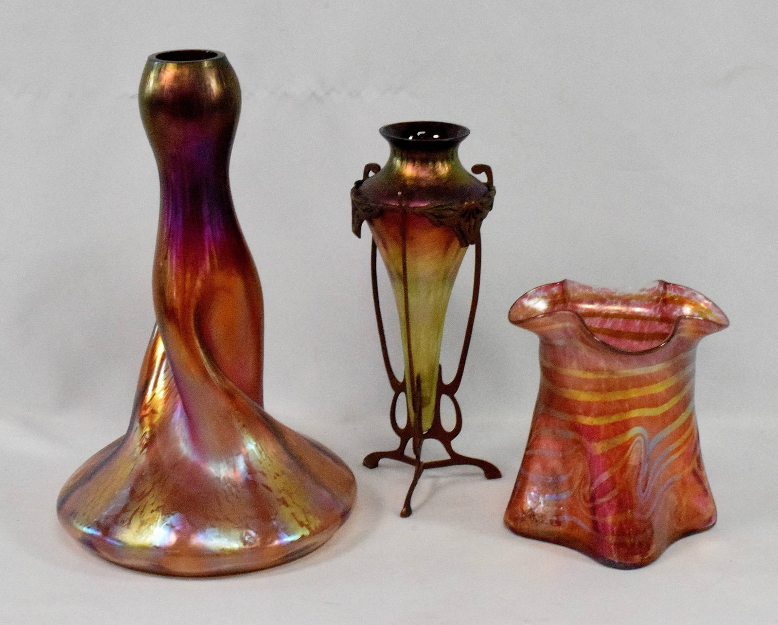 Austrian Bohemain Hand Blown Art Glass Grouping Auction