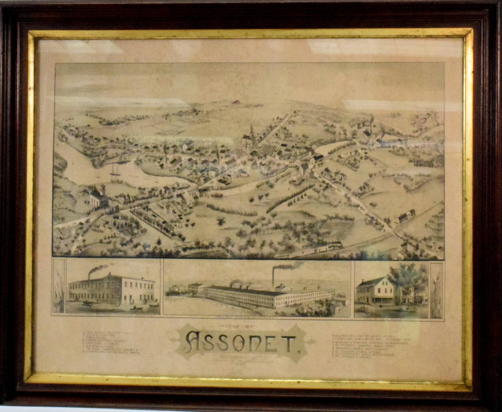 Map Of Assonet, Massachusetts In 1887 Auction