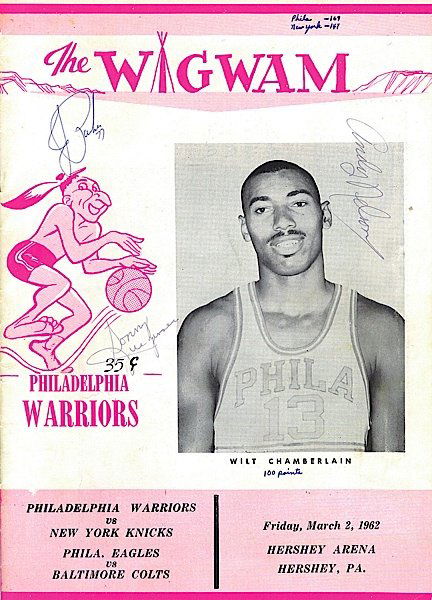 3/2/1962 Original Wilt Chamberlain Philadelphia Warrior