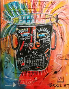 Neo Expressionist Jean Michel Basquiat Large Painting