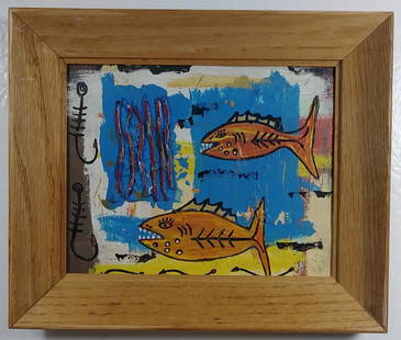 'flying Fish' Gyotaku Painting, Signed