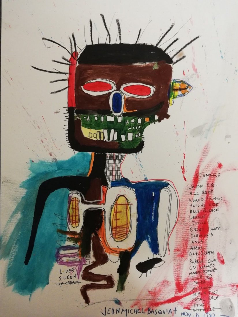 Neo Expressionist Jean Michel Basquiat Large Painting Jan 26 2019