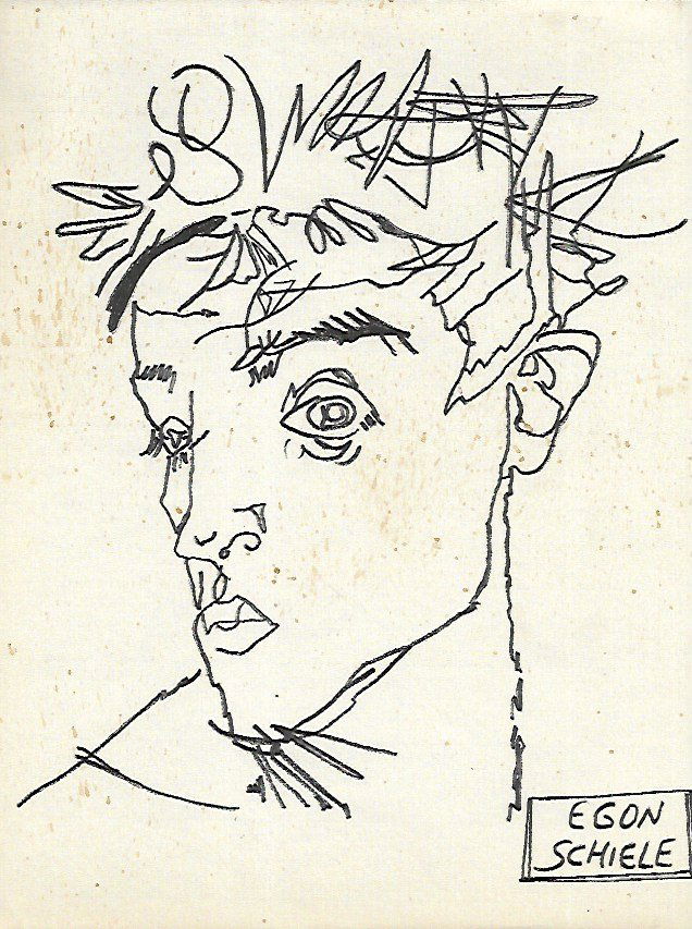 Egon Schiele After Austrian Self Portrait Expressionism