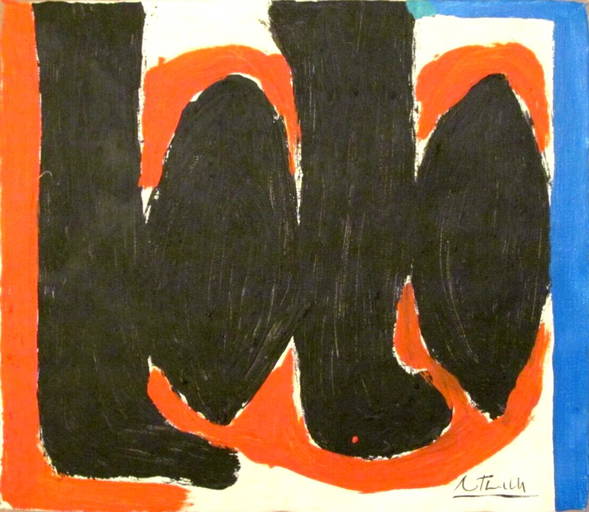 Vintage Abstract Painting Signed Robert Motherwell, Modern Art.