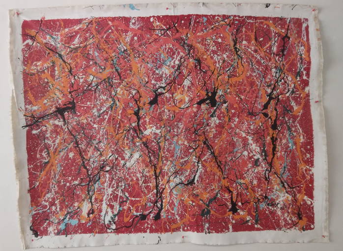 HUGE Signed Pollock Abstract Art Painting on Canvas. (#20062A) on Dec ...