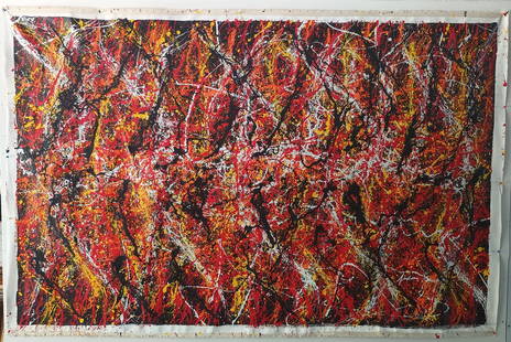 Gigantic Large Xxl Signed Jackson Pollock Abstract Art Painting On Canvas