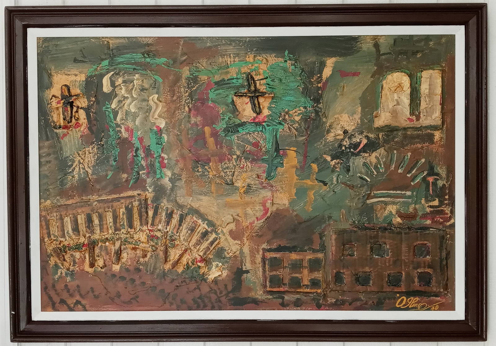 Rare 1978 Signed Painting Framed German Post War Expressionism . Auction