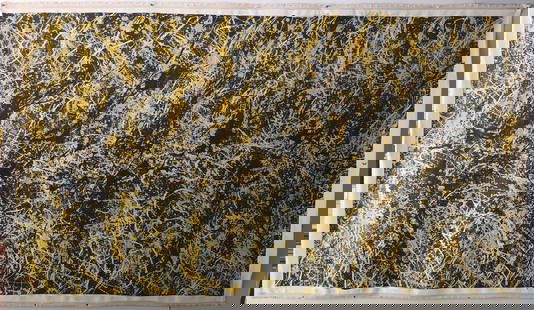 Gigantic Large Xxl Signed Jackson Pollock Abstract Art Painting On Canvas