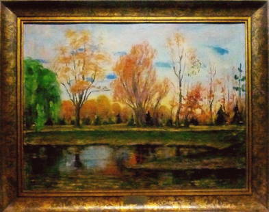 Original Oil Painting Barnes …landscapes / Impression