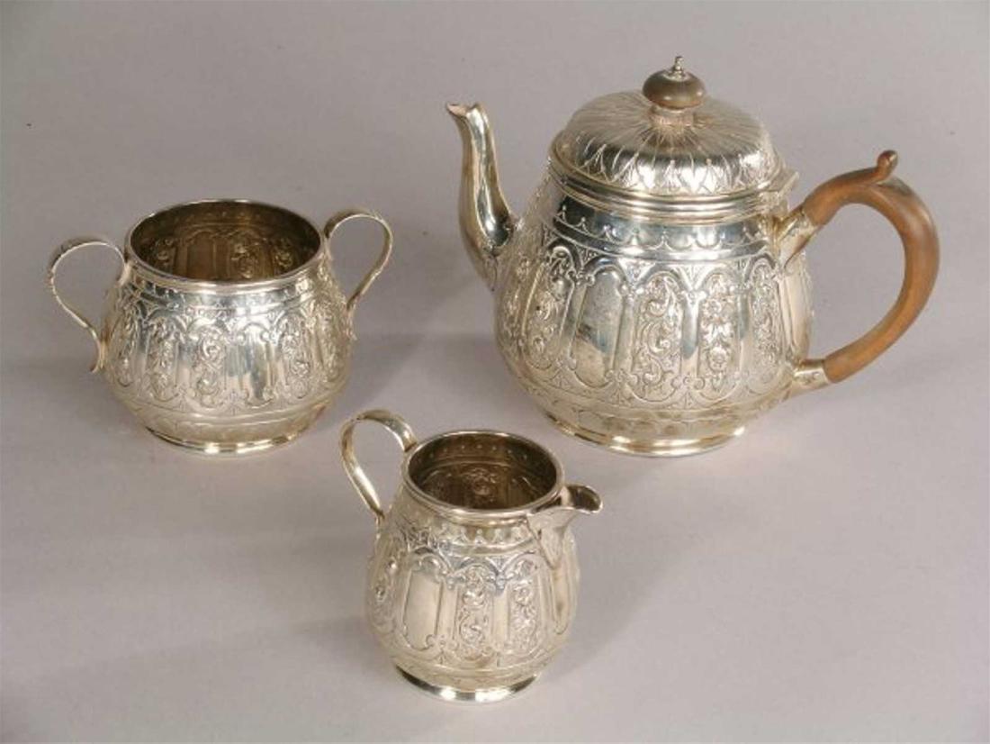 A Victorian silver breakfast set.