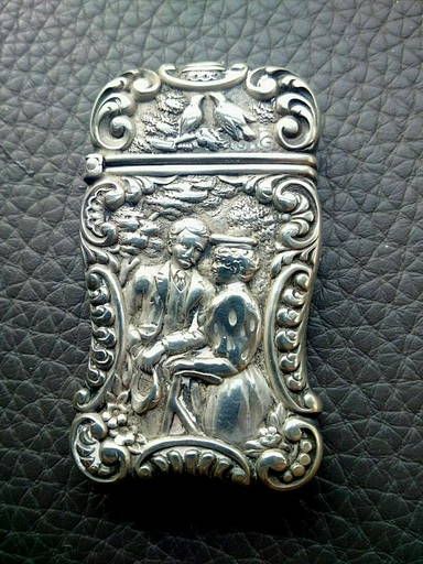 Antique Sterling Silver Match Safe Case