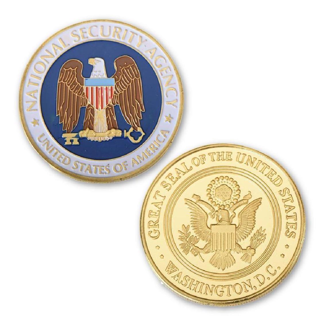 Usa Nsa Colored Gold Clad Challenge Coin