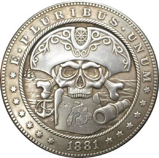1881 Usa Captain Pirate Skull Coin
