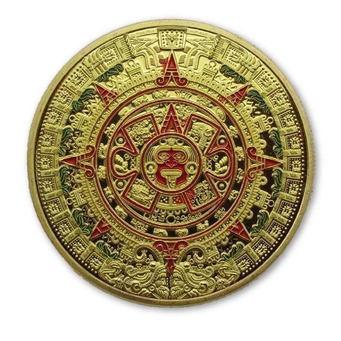 Aztec Calendar Colored Gold Clad Coin