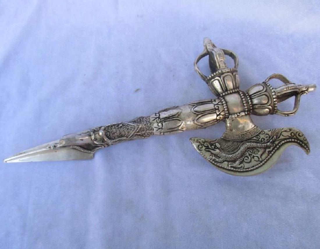 Tibetan Silver Buddhist Ritual Dagger