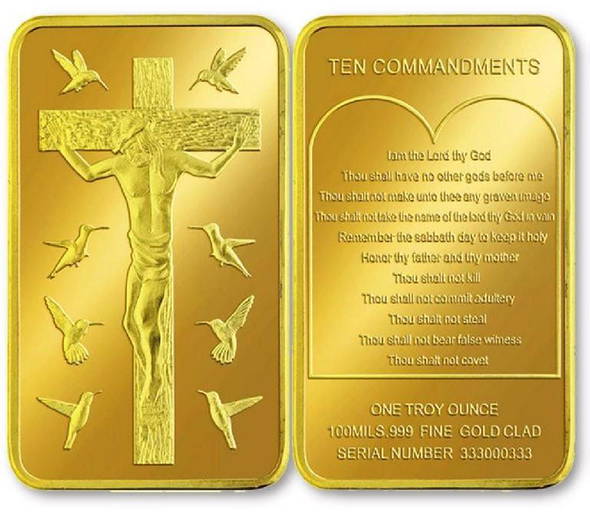 Jesus Christ Commandments Gold Clad Bar