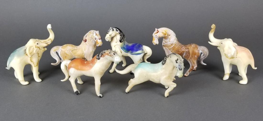Set Of 7 Chinese Handmade Glass Animals