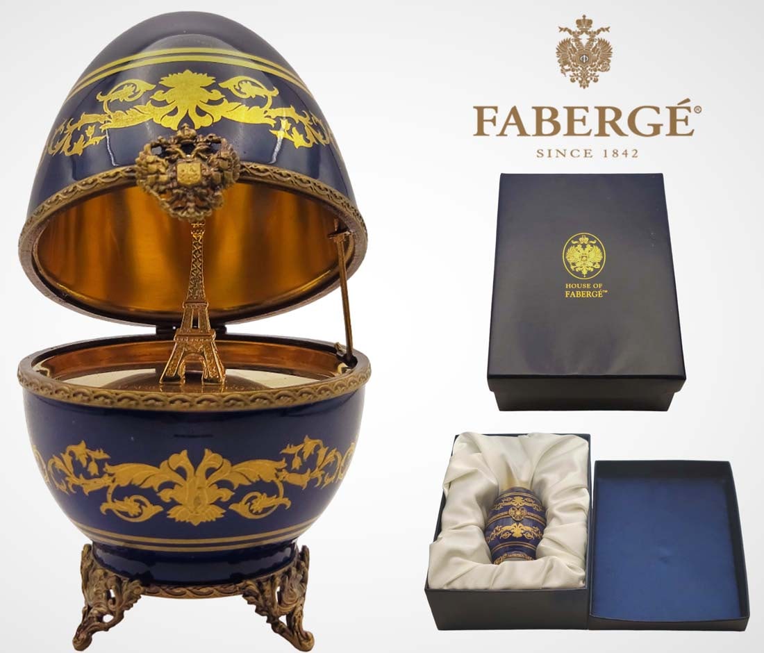 Limited Faberge Limoges France Egg (no. 399) 1991 Paris Las Vegas Grand Opening Auction