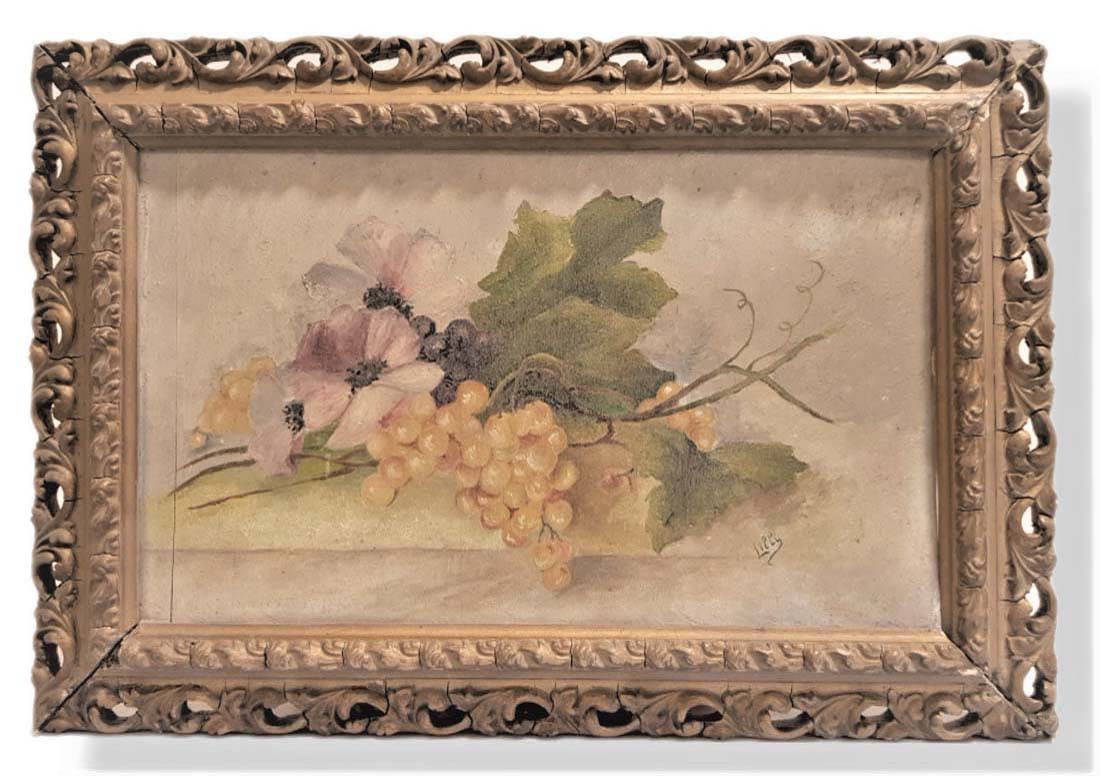 Signed Oil On Painting On Board ' Still Life ' Centennial Grapes ...