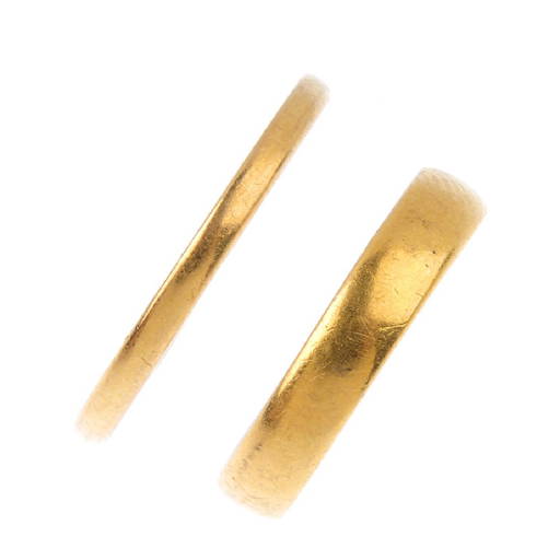 Two 22ct Gold Band Rings. Hallmarks For Chester, 1910