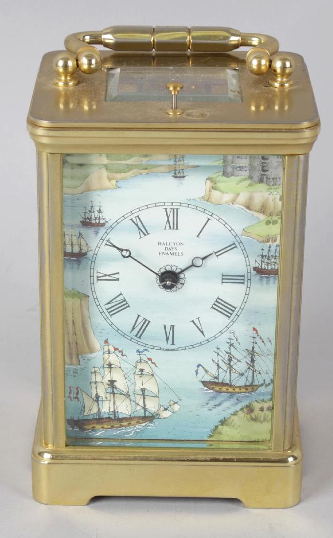 A Halcyon Days enamel repeater carriage clock. The