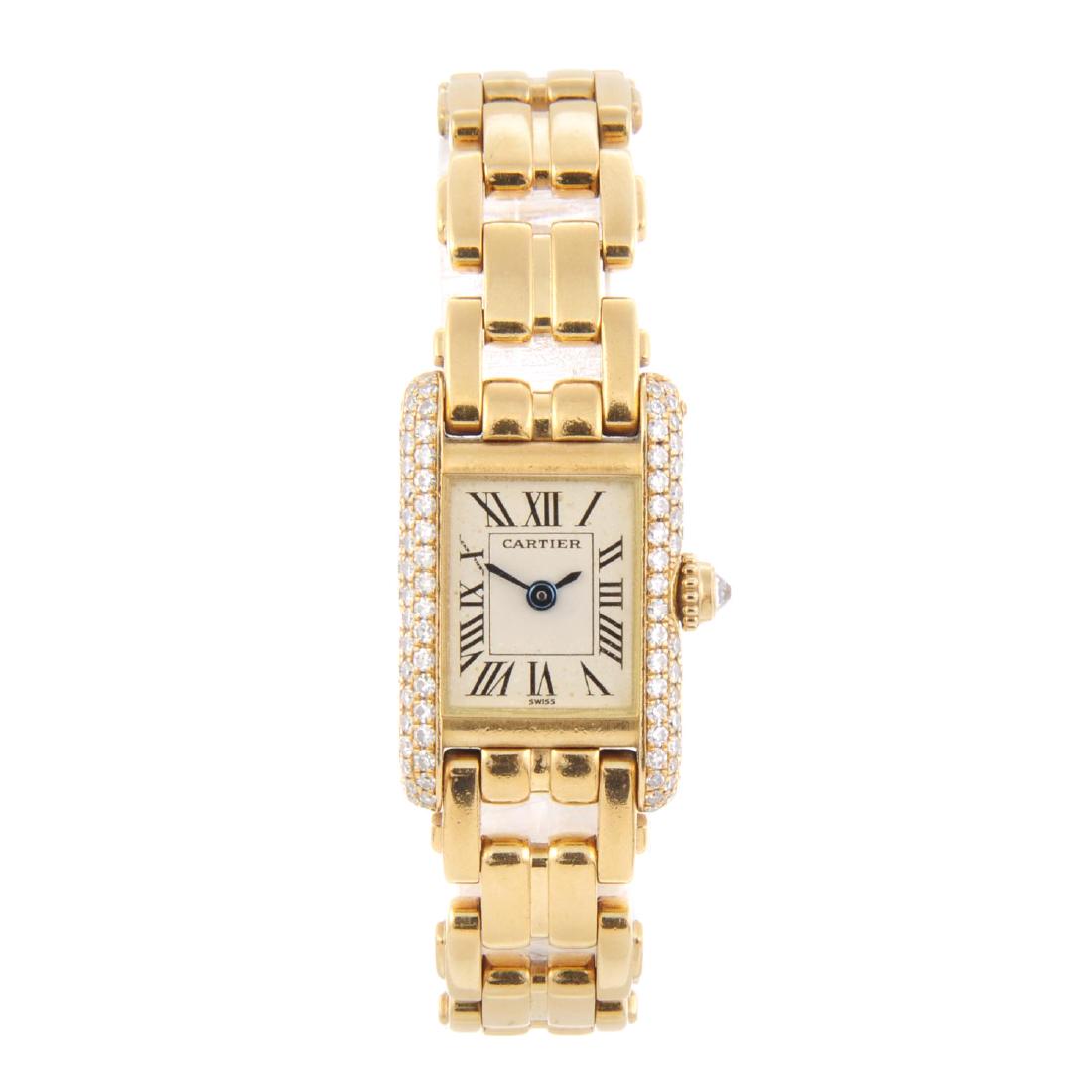 CARTIER - a Mini Tank bracelet watch. 18ct yellow gold