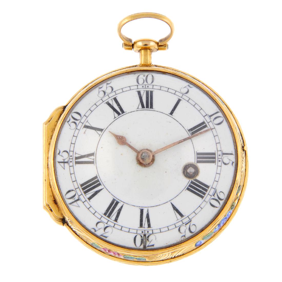 An open face pocket watch by Justin Vulliamy. Yellow