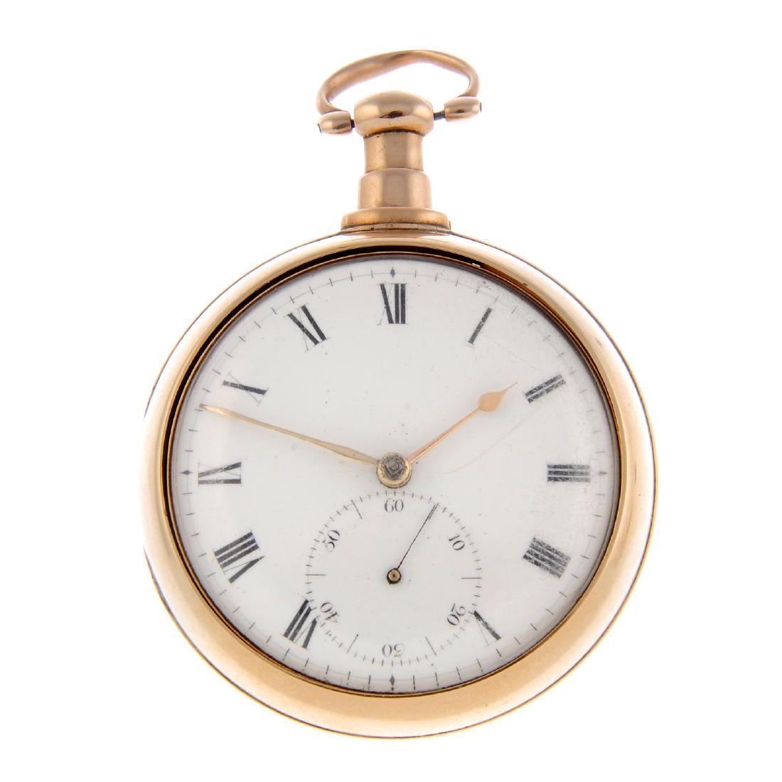 A pair case pocket watch by Peter & M. Master. Yellow
