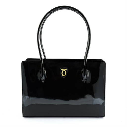 Launer A Black Patent Leather Handbag.