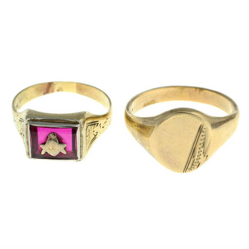 A 9ct gold signet ring, together with a similar example. (#0801) on Dec ...