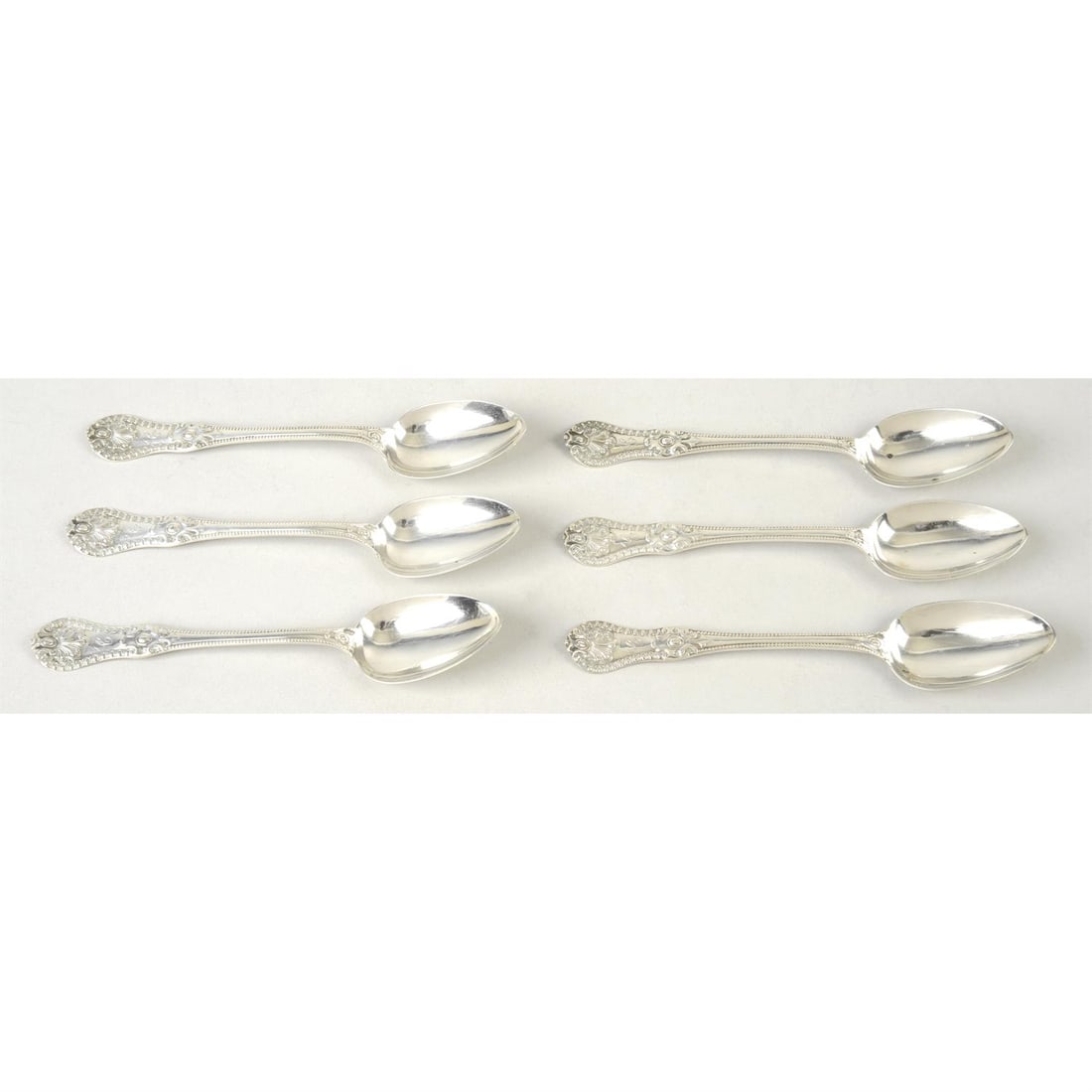 A Matched Set Of Six Mid-victorian Glasgow Silver Teaspoons. Auction