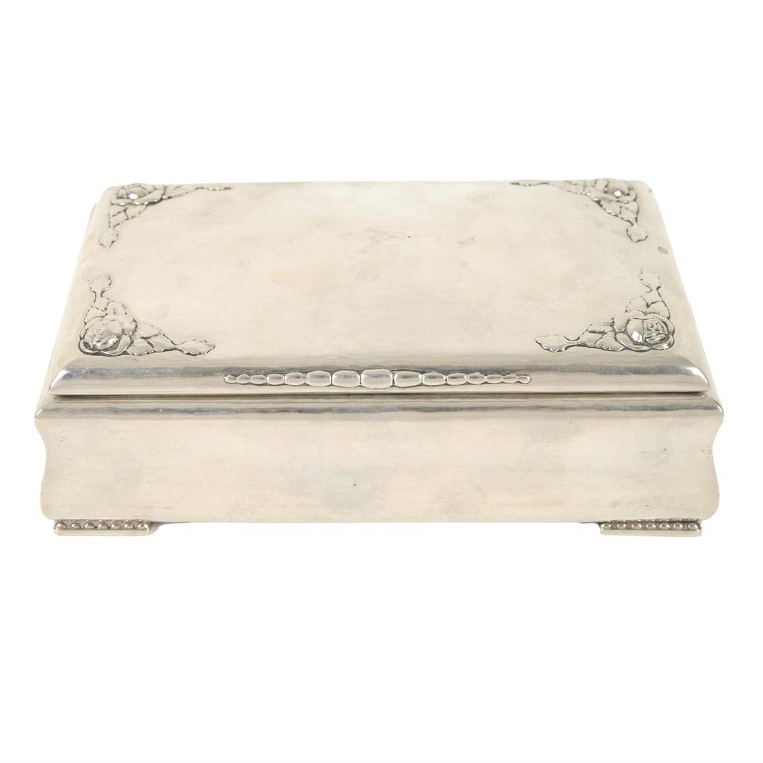 1920's Danish Silver Mounted Table Cigarette Box. Auction