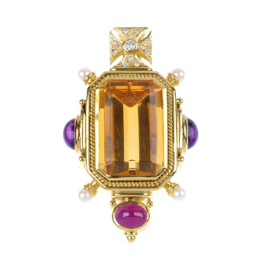 Charles Greig A Multi Gem Pendant.