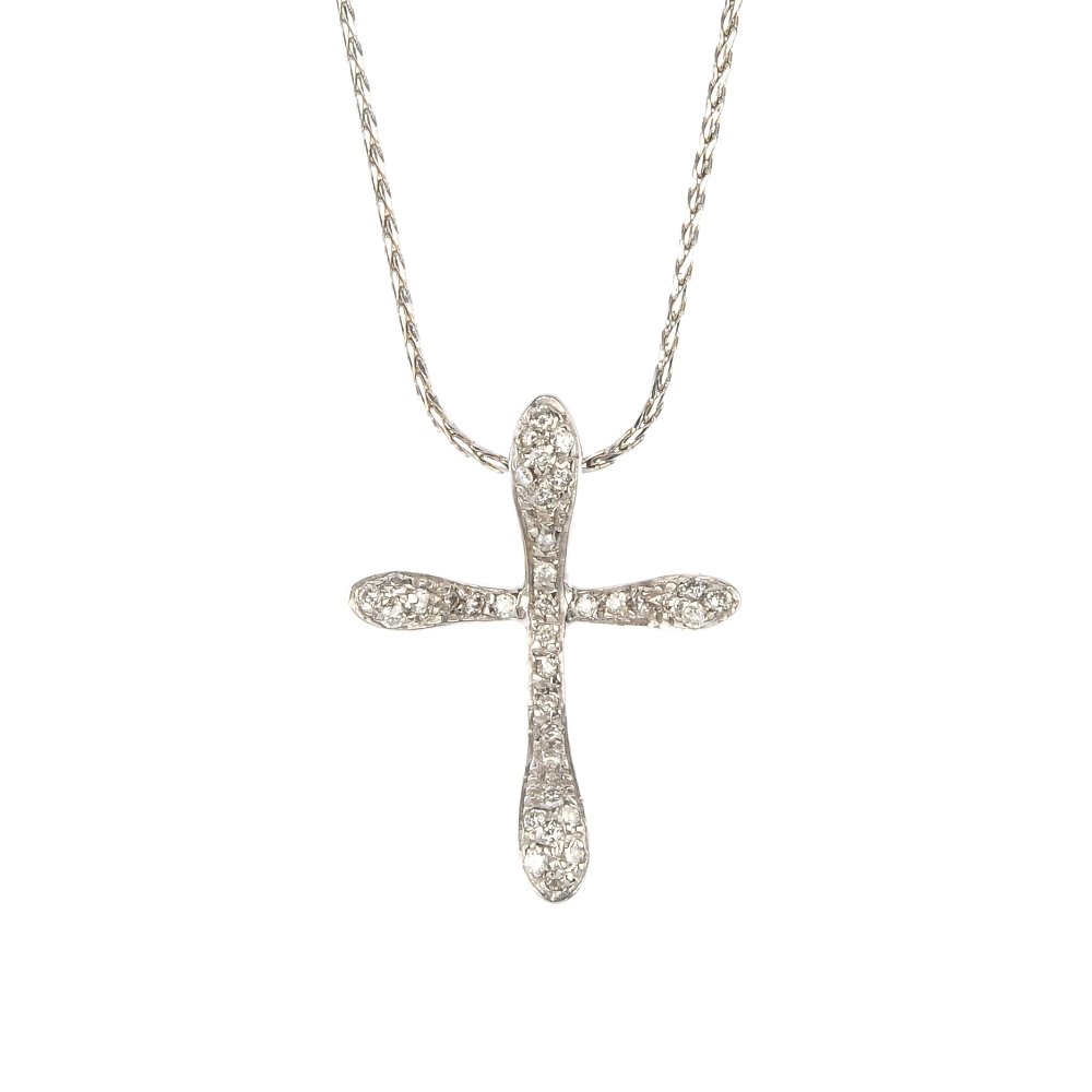CHIMENTO - an 18ct gold diamond stylised cross pendant.