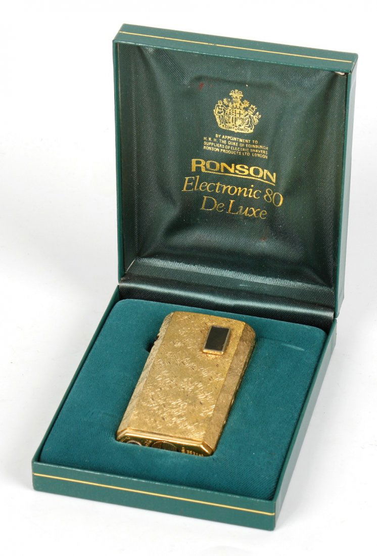 A Ronson 'Electronic 80 Deluxe' gold plated cigarette l - Feb 25, 2014 ...