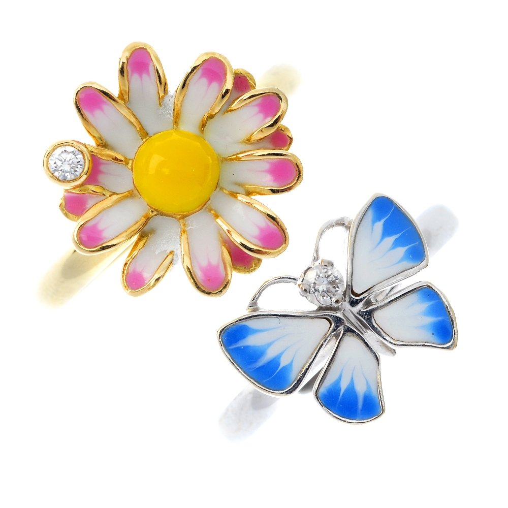 (148852) DIOR- a diamond and enamel butterfly ring and