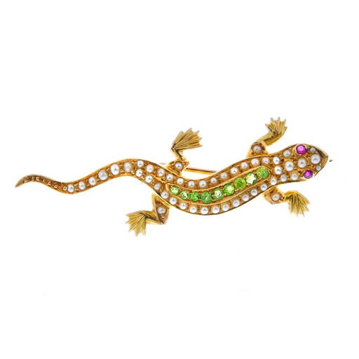 An early 20th century 15ct gold gem-set lizard brooch. - Jun 18, 2015 ...
