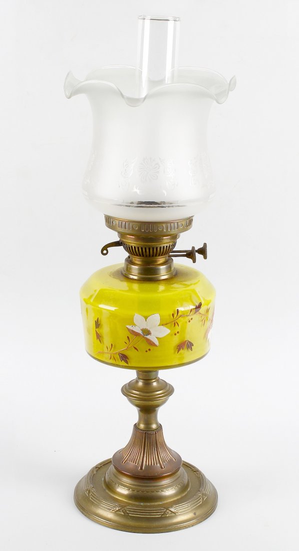 Two brass paraffin lamps