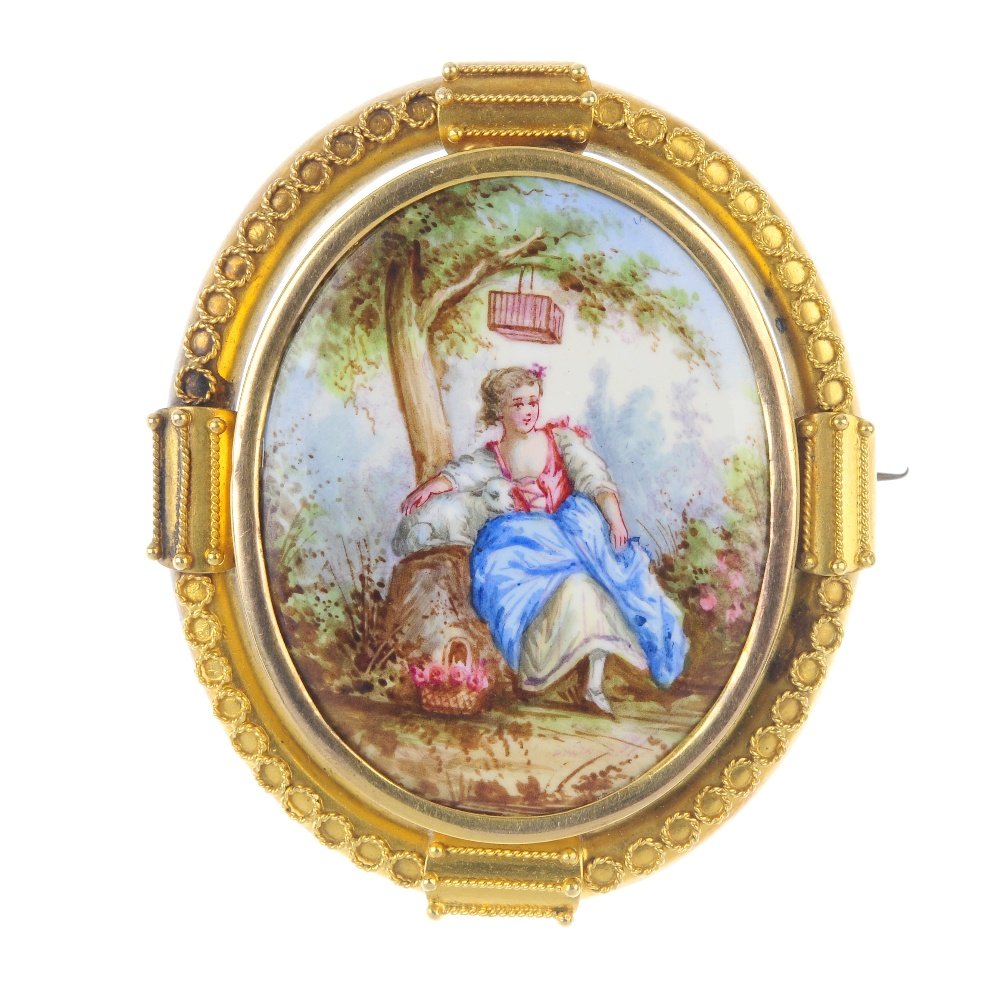 An enamel hand painted gold brooch. Of oval outline, - Mar 07, 2016 ...