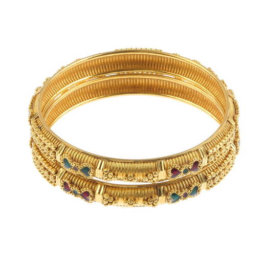 (84897) Two 22ct Gold Decorative Bangles. Each Designed