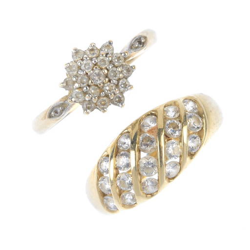 Five 14ct Gold Gem Set Rings. To Include Two Cubic