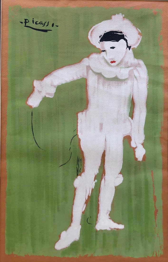 After Pablo Picasso Silkscreen "white Clown" Print